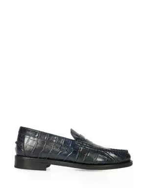 Paul Smith Navy Croc-embossed Leather Loafers