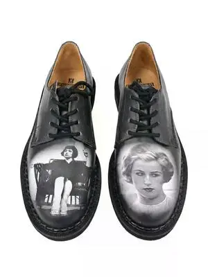 Undercover Graphic Print Leather Derby Shoes