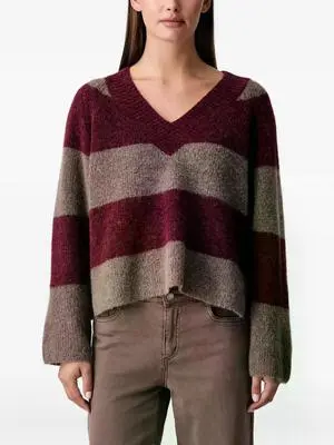MOS MOSH V-neck Striped Sweater - Red