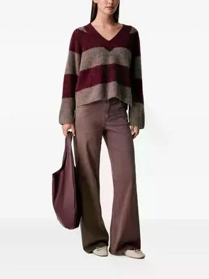 MOS MOSH V-neck Striped Sweater