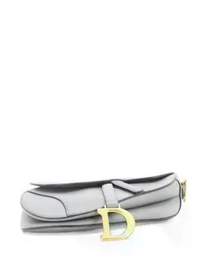 Dior Saddle Handbag Leather Medium Shoulder Bag - Grey