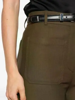 Victoria Beckham Patch-pocket Wide-leg Trousers - Green