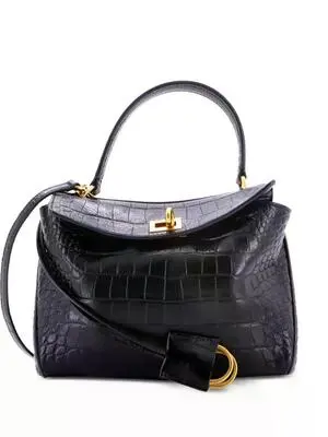 Balenciaga Rodeo Crocodile Embossed Leather Mini Shoulder Bag