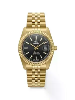 RICHELIEU SWISS Classic Fluted Bezel 41mm Watch - Black