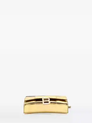 Balenciaga Hourglass Chain Wallet Leather Crossbody Bag - Gold