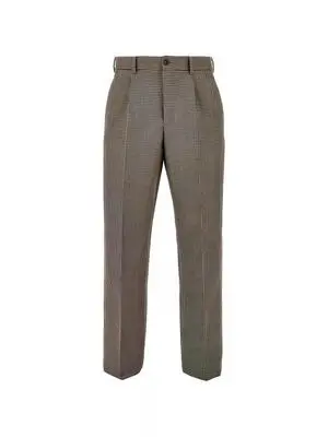 Emporio Armani Houndstooth-pattern Pleated Trousers - Brown