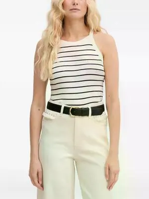 MOS MOSH Mmimanja Caliz Striped Ribbed-knit Top - White