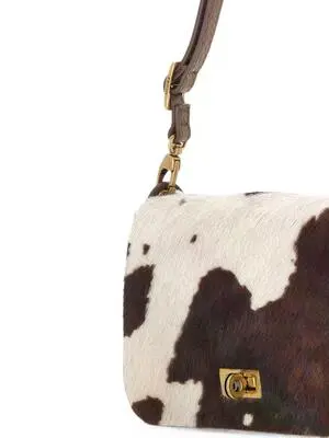 VISONA` Visona Cow Print Leather Shoulder Bag