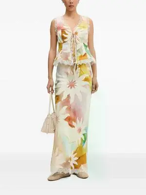 NEVER FULLY DRESSED Abstract Soleil Mabel Floral-print Lace-trim Skirt