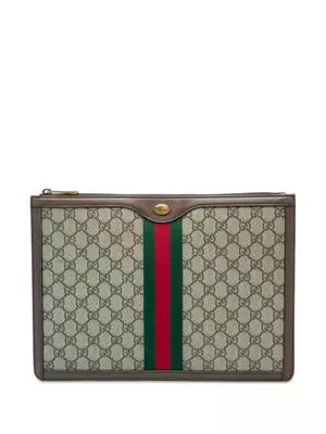 Gucci 2016-2026 Gg Supreme Web Ophidia Clutch Bag - Neutrals