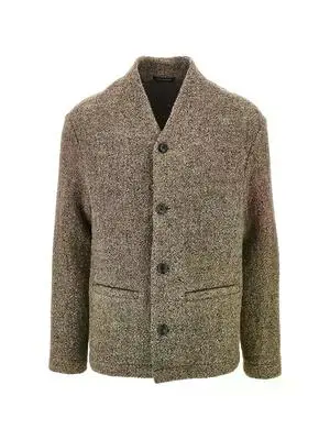 Emporio Armani Bouclé-knit Single-breasted Jacket