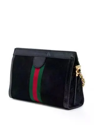 Gucci 2016-2026 Small Suede Web Ophidia Chain Crossbody Bag - Black