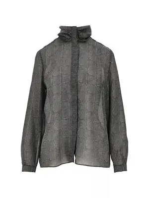 Emporio Armani Check-pattern Cowl-neck Shirt
