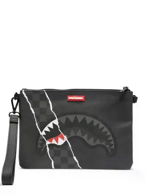 SPRAYGROUND Shark Central Checkered Clutch Bag - Grey