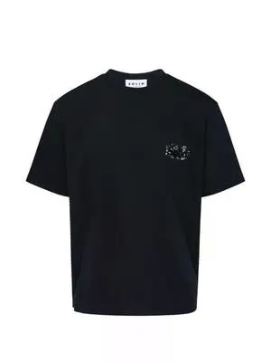 SOLID HOMME Graphic-print Logo-embroidered T-shirt - Black