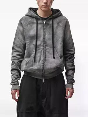 THOM KROM Stone-wash Zip-up Hoodie