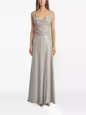 IRINA SCHROTTER Amber Cowl-neck Ruched-waist Maxi Dress - Grey