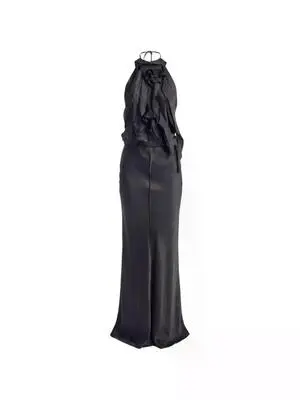 IRINA SCHROTTER Saldana Ruffled Backless Maxi Dress - Black