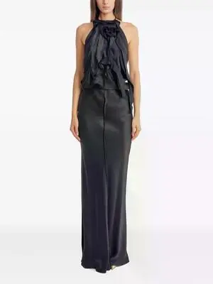 IRINA SCHROTTER Saldana Ruffled Backless Maxi Dress