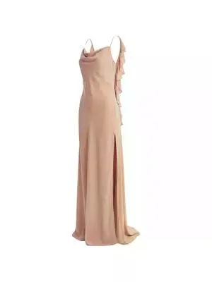 IRINA SCHROTTER Xidonia Ruffled Cowl-neck Maxi Dress - Neutrals