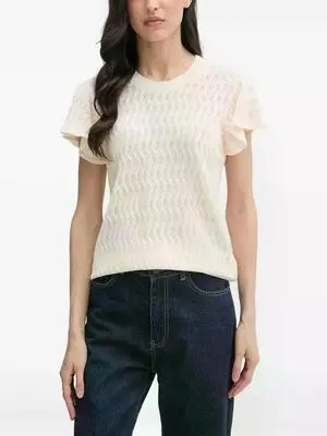 MOS MOSH Pointelle Knit Ruffled Top