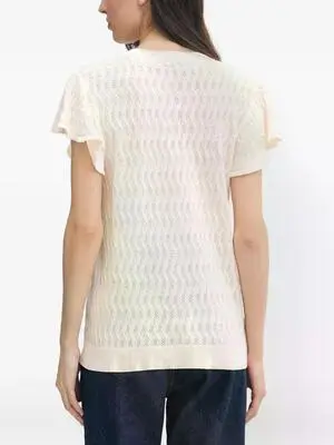 MOS MOSH Pointelle Knit Ruffled Top