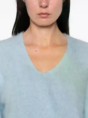 IVORY PARIS Dolly Brushed Finish V-neck Sweater - Blue