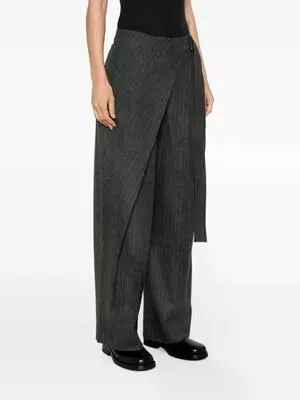 LA PISCINE Pinstriped Wrap-style Trousers