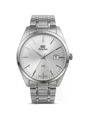 RICHELIEU SWISS Logo-print 42mm Watch - Silver