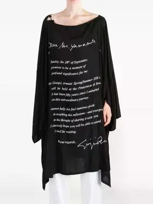 Yohji Yamamoto Slogan And Graphic Print Midi Dress