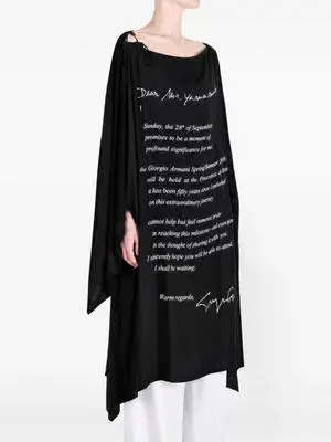 Yohji Yamamoto Slogan And Graphic Print Midi Dress