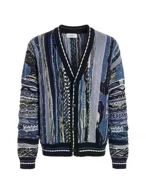 LANEUS Geometric-motif V-neck Cardigan