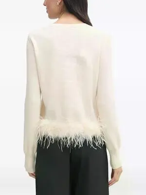 OUI Faux-feather Trim Crystal Embellished Cardigan