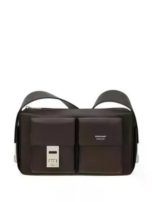 FERRAGAMO Gancini-clasp Messenger Bag - Brown