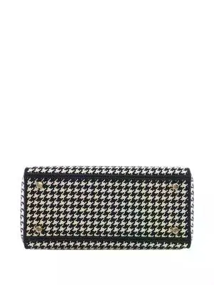 Dior Medium Embroidered Houndstooth Canvas Satchel