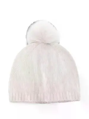 LISKA Pom-pom Knitted Beanie - Grey