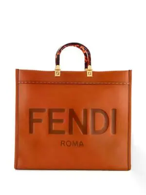 Fendi Sunshine Shopper Leather Large Tote Bag - Brown