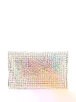 TWENTY FOURHAITCH Nyalis Crystal-embellished Clutch Bag - Neutrals