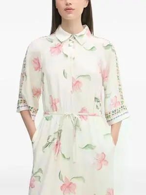 MOS MOSH Mmbunno Big Orchid Floral-print Belted Midi Dress - White