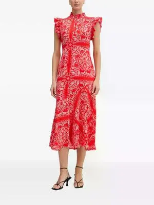 NEVER FULLY DRESSED Paisley-print Ruffled Midi Dress