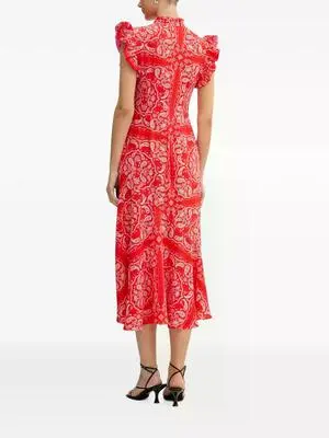 NEVER FULLY DRESSED Paisley-print Ruffled Midi Dress