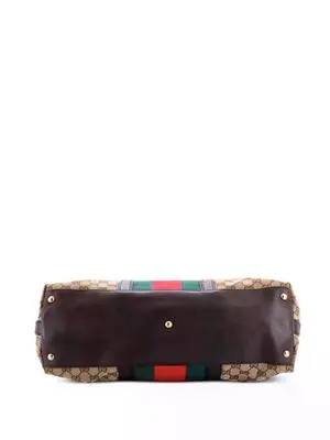 Gucci Rania Convertible Top Handle Bag Web Gg Canvas Medium Tote Bag - Brown
