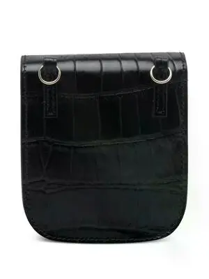 HIDESINS Croc-effect Leather Shoulder Bag - Black