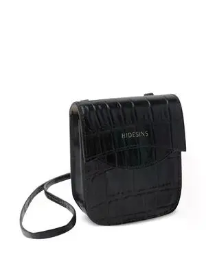 HIDESINS Croc-effect Leather Shoulder Bag - Black