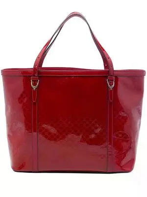 Gucci 2016-2026 Microguccissima Patent Nice Tote Bag - Red