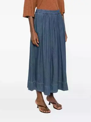 MAISON123 Oxane Pleated Denim Maxi Skirt