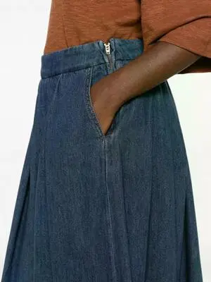MAISON123 Oxane Pleated Denim Maxi Skirt