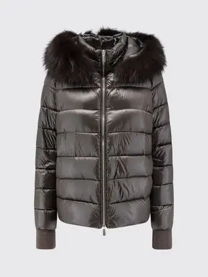MOORER Quilted Down Cape With Fur Trim