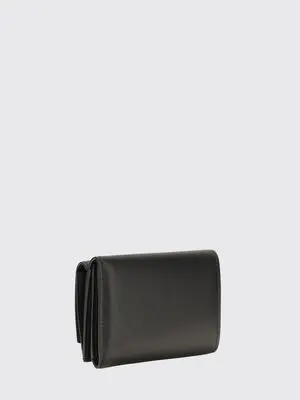 Fendi Tri-fold Leather Wallet With Ff Monogram And Snap Button Closure - Black