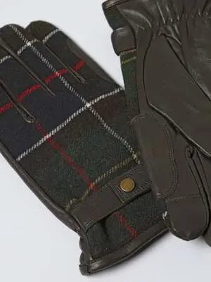Barbour Tartan Leather Gloves - Multicolor